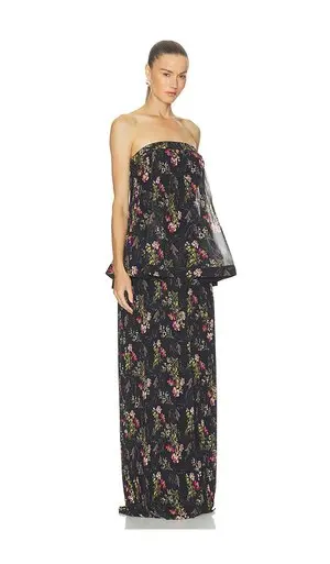 Cinq À Sept Love Letter Floral Rosaline Gown In Black