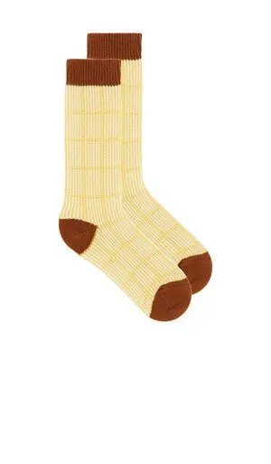 Guest In Residence The Checker Soft Sock In Yellow - Butter Combo