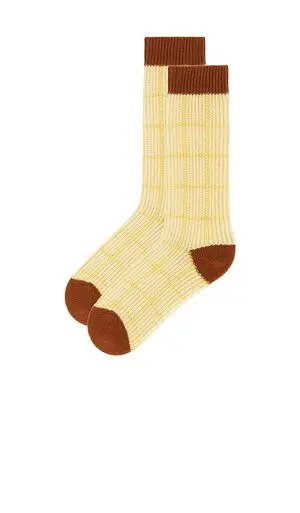 Guest In Residence The Checker Soft Sock In Yellow - Butter Combo