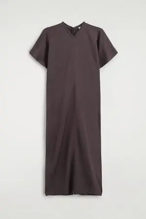 Cos Draped V-neck Crepe Midi Dress - Brown