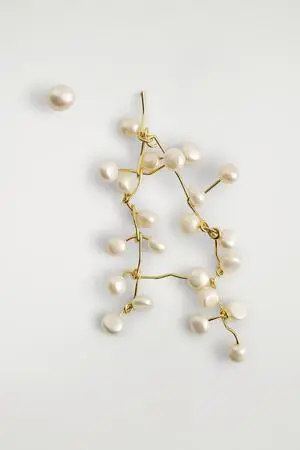 Cos Asymmetric Cascading Freshwater Pearl Earrings - Gold