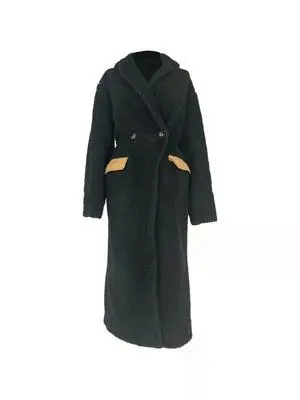 GANNI Double-breasted Teddy Coat - Black
