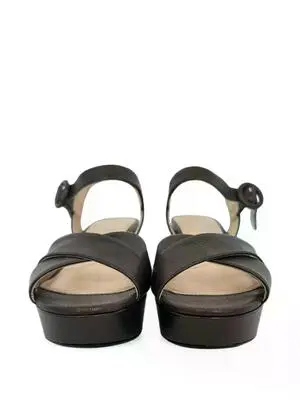 Prada 2020s Crisscross Block-heel Sandals - Brown
