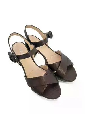 Prada 2020s Crisscross Block-heel Sandals - Brown