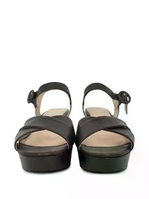 Prada 2020s Crisscross Block-heel Sandals - Brown