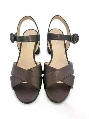 Prada 2020s Crisscross Block-heel Sandals - Brown