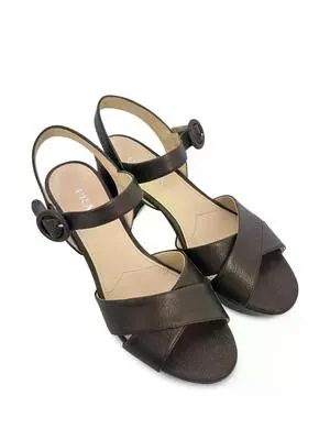 Prada 2020s Crisscross Block-heel Sandals - Brown