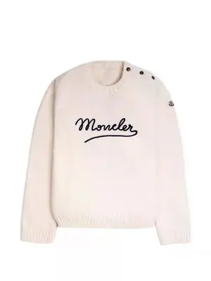 Moncler Embroidered-logo Button-shoulder Sweater