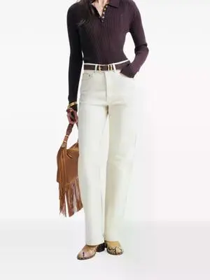 Vanessa Bruno Hoche Ribbed-knit Long-sleeve Polo Shirt