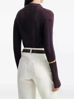 Vanessa Bruno Hoche Ribbed-knit Long-sleeve Polo Shirt