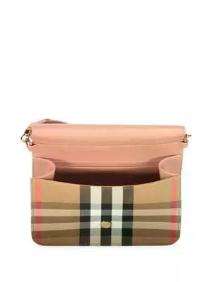 Burberry Mackford Check-pattern Leather Shoulder Bag - Pink