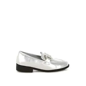 RAG & CO Dendron Diamante Horsebit Metallic Loafers In By - Silver