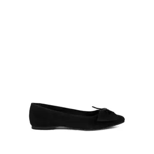 RAG & CO Chuckle Big Bow Suede Ballerina Flats In By - Black