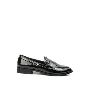 RAG & CO Emilia Patent Stud Penny Loafers In By - Black