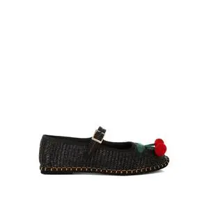 RAG & CO Brunch Date Cherry Accent Mary Jane Flats In By - Black