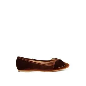 RAG & CO Pothos Luxurious Velvet Bow Ballerinas In Bronze By - Brown