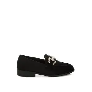 RAG & CO Maestro Diamante Embellished Horsebit Loafers In By - Black