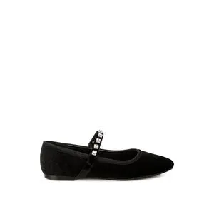RAG & CO Aralia Velvet Mary Jane Ballerinas In By - Black