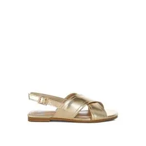 RAG & CO Kanon Metallic Pleather Criss-cross Flats In By - Gold