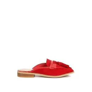 RAG & CO Edmanda Tassle Detail Leather Mules In By - Red