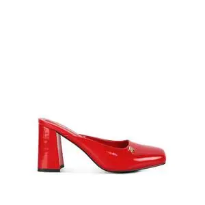 RAG & CO Neoplast Patent Pu Block Heeled Mules In By - Red