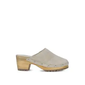 RAG & CO Neutrals Cedrus Fine Suede Studded Clogs Mules In By - Beige