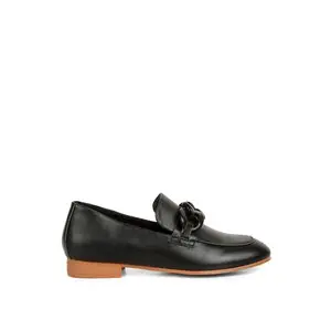 RAG & CO Merva Chunky Chain Leather Loafers In By - Black