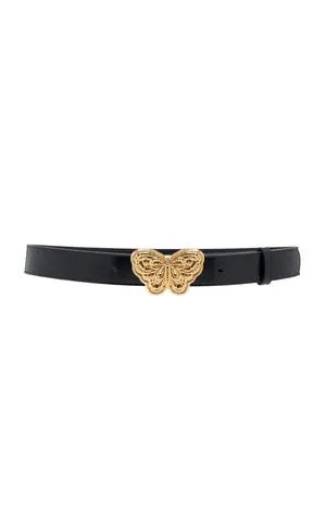 Valentino Garavani Butterfly-buckle Leather Belt - Black