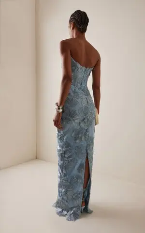 Monique Lhuillier Embroidered Tulle Column Dress