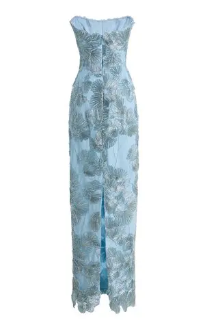 Monique Lhuillier Embroidered Tulle Column Dress