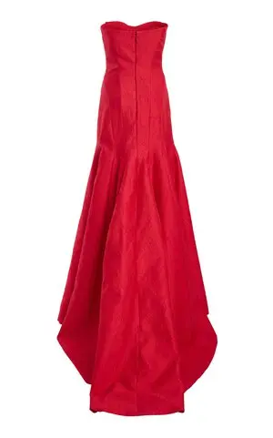 Monique Lhuillier Strapless Bow Jacquard Gown