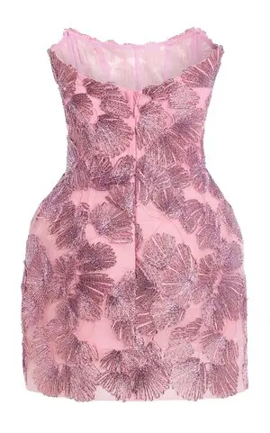 Monique Lhuillier Embroidered Strapless Mini Cocktail Dress
