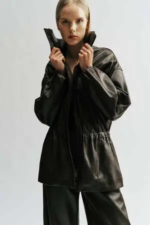 Bardot Anja Leather Jacket - Dark Choco