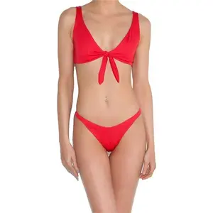 CHERINA BEACHWEAR Stephany Plunge Neckfront-tie Bikini Top