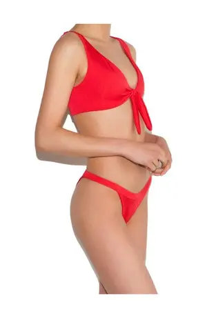 CHERINA BEACHWEAR Stephany Plunge Neckfront-tie Bikini Top