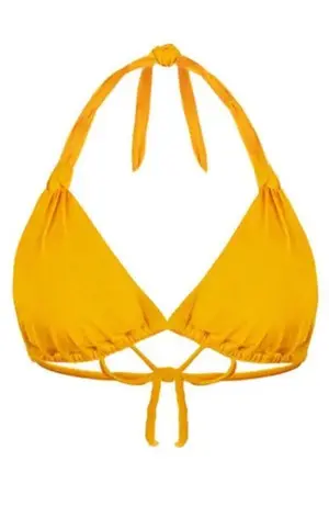 CHERINA  BEACHWEAR Cherina Beachwear Isabella Triangle Adjustable Halterneck Ties Bikini Top - Yellow