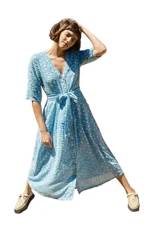 Ace & Jig Leelee Button Front V-neck Midi Dress Playdate