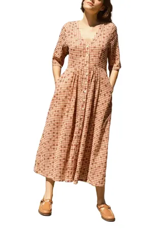 Ace & Jig Leelee Button Front V-neck Midi Dress Sandbox