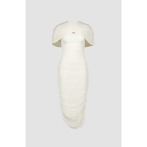 SAEMDI Zola Mesh Cape Midi Dress - Cream