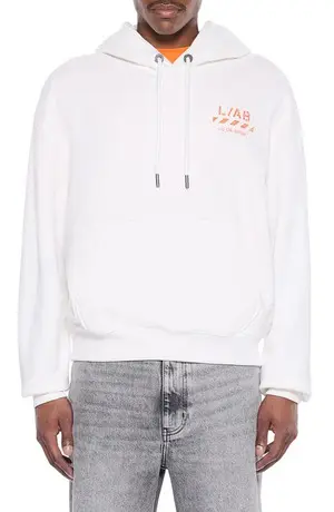 L/AB C/O OFF-WHITE Diagonal Graphic Cotton French Terry Hoodie - White