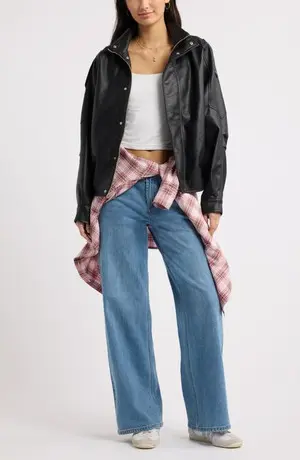 Bp. Funnel Neck Faux Leather Jacket