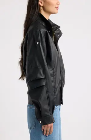 Bp. Funnel Neck Faux Leather Jacket