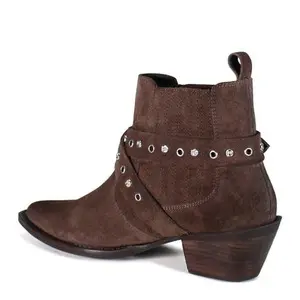 DIBA TRUE Funky Tune Suede Studded Ankle Bootie - Chocolate