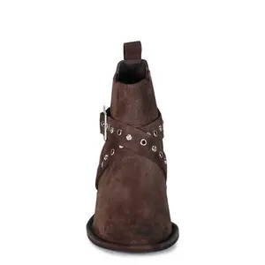 DIBA TRUE Funky Tune Suede Studded Ankle Bootie - Chocolate