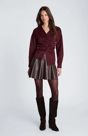 KENNETH COLE Asymmetrical Faux Suede Top