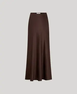 REALLY WILD CLOTHING Blaire Maxi Satin Skirt - Chocolate