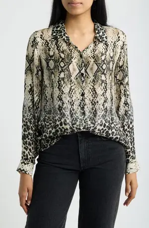 APNY Snake Print Roll-up Sleeve Cupro Shirt