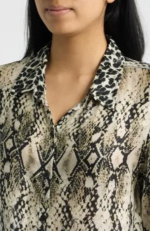 APNY Snake Print Roll-up Sleeve Cupro Shirt