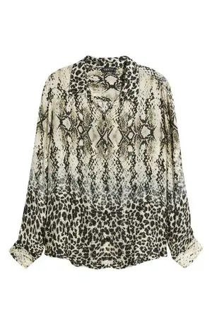 APNY Snake Print Roll-up Sleeve Cupro Shirt