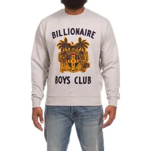 BILLIONAIRE BOYS CLUB Crest Cotton Fleece Sweatshirt - Heather Grey
